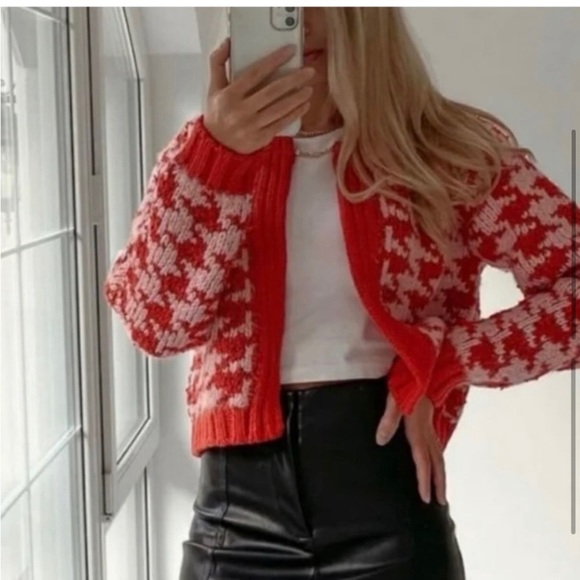 Zara | Sweaters | Nwt Zara Houndstooth Cardigan | Poshmark